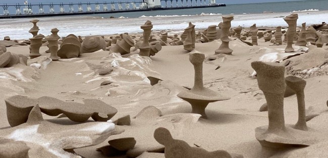 Strange Land Formations at Lake Michigan, Aliens! Said the Tweeple